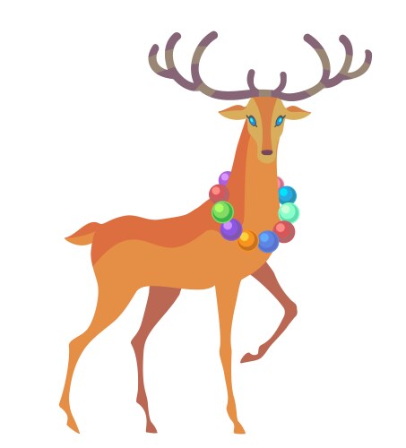 Cute deer and red flowers woodland animal Vector Image