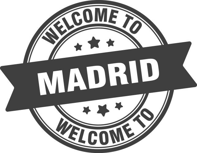 Welcome to madrid stamp round sign Royalty Free Vector Image