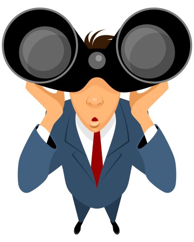 Cartoon man looking through binoculars Royalty Free Vector