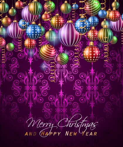 Background with purple christmas balls Royalty Free Vector