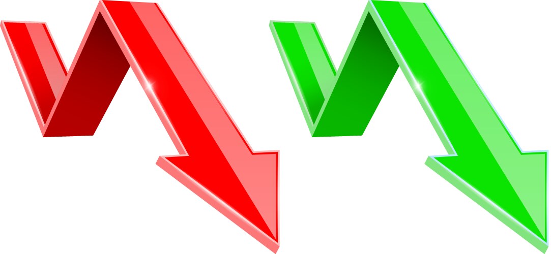 Red down arrow financial graph Royalty Free Vector Image