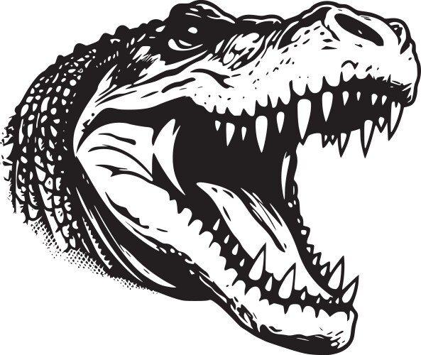 Alligator - black and white Royalty Free Vector Image