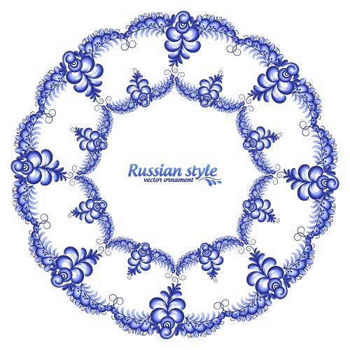 Blue floral elements in russian gzhel style Vector Image