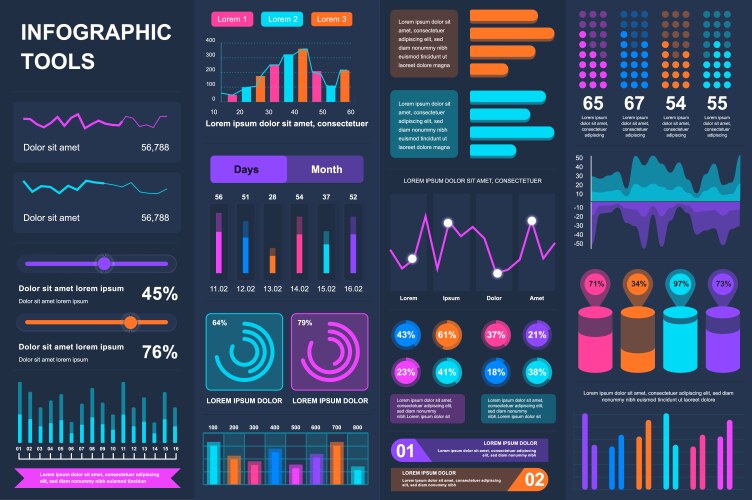 Infographic tools ui elements kit Royalty Free Vector Image
