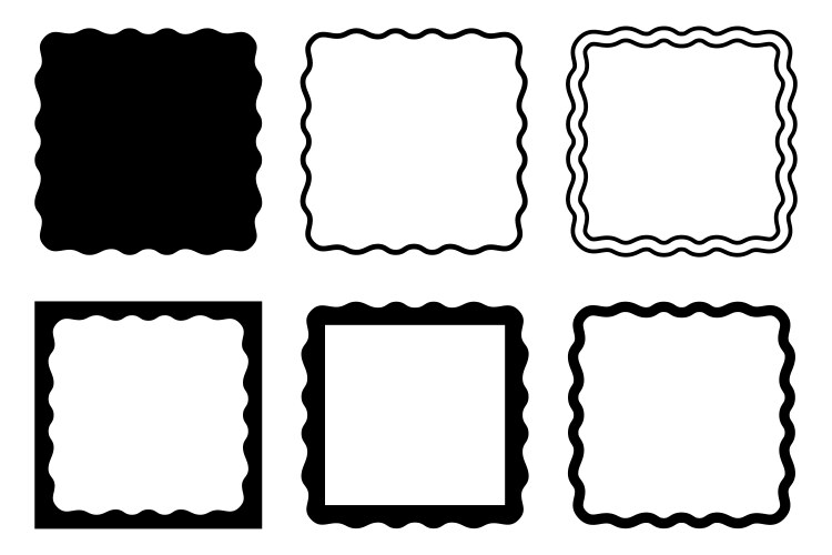 Set of different rectangles with wiggly edges Vector Image