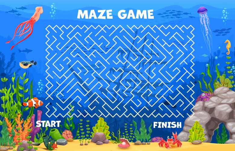 Underwater Fish Maze Game Royalty Free Vector Image