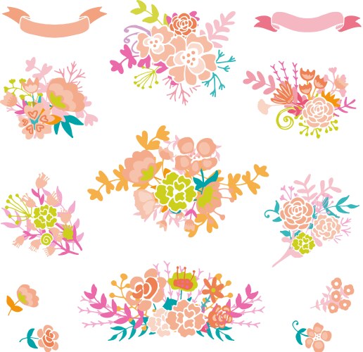 Wedding flower set Royalty Free Vector Image - VectorStock