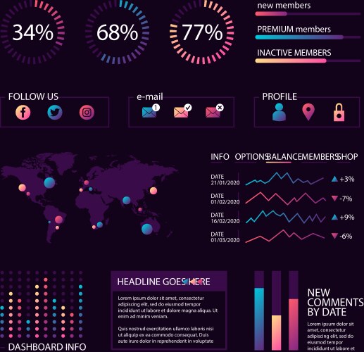 Business dashboard element collection Royalty Free Vector