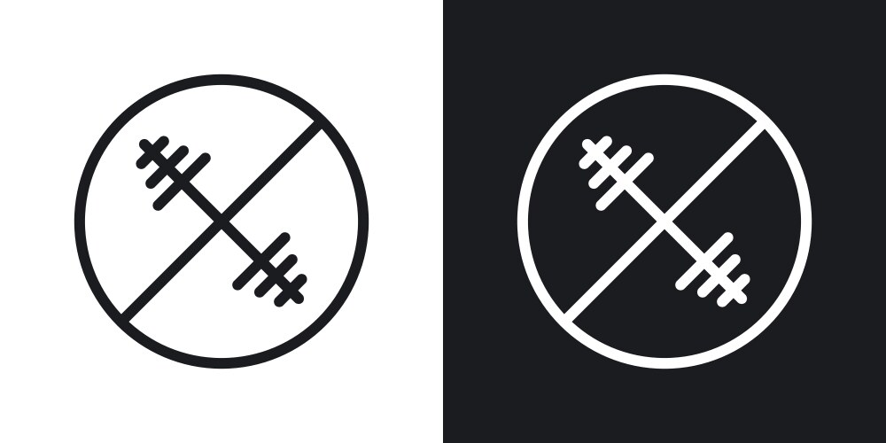 Forbidden barbell sign avoid gym exercise symbol Vector Image