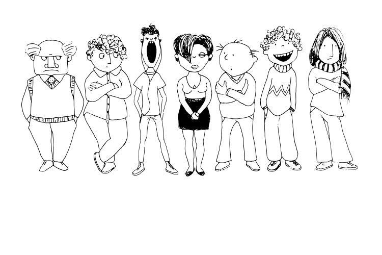 Fashion blogger coloring page paper doll Vector Image