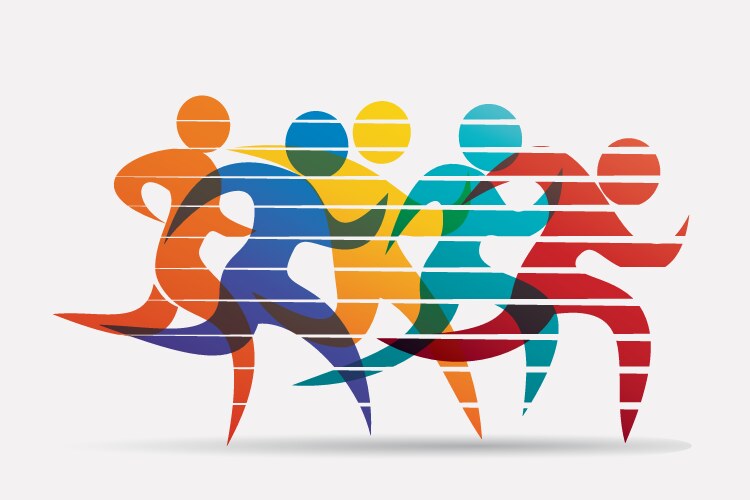 Running people set of symbols competition Vector Image