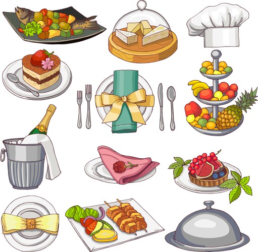Food set Royalty Free Vector Image - VectorStock