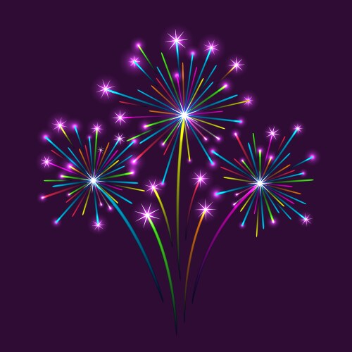 2024 white numbers and firework on dark Royalty Free Vector