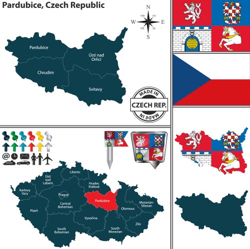 Czech republic districts colored by regions Vector Image