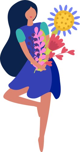 Spring flowers and girl Royalty Free Vector Image
