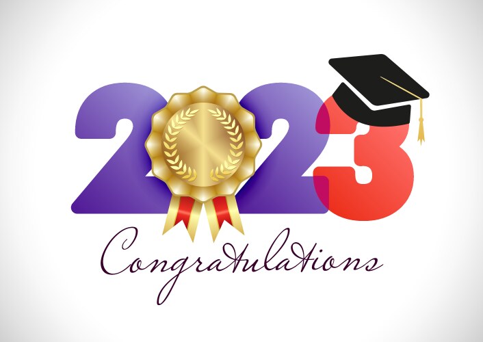 Class of 2023 with graduation cap Royalty Free Vector Image
