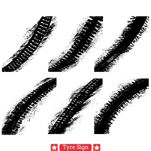 Wheel track silhouettes bundle rolling tyre path Vector Image