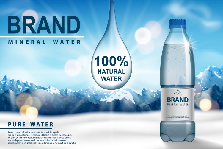 Pure sparkling water ad plastic bottle Royalty Free Vector