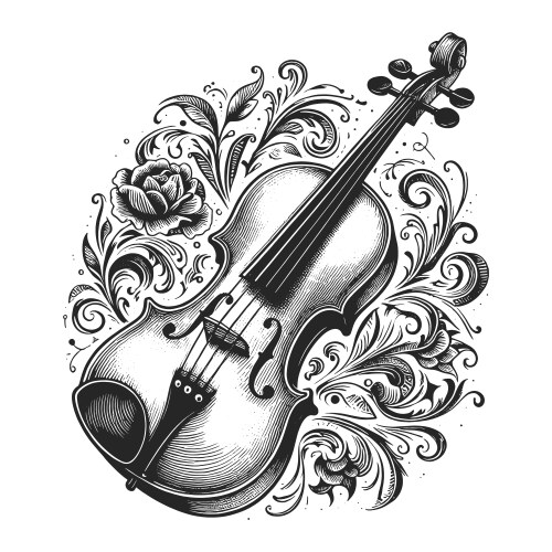 Ornate violin with detailed scrollwork Royalty Free Vector