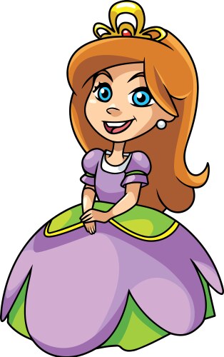 Sticker template with a little princess cartoon Vector Image