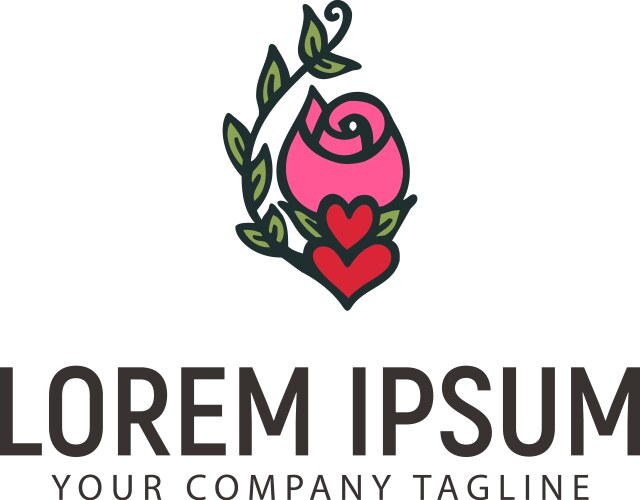 Rose hand drawn logo design concept template Vector Image