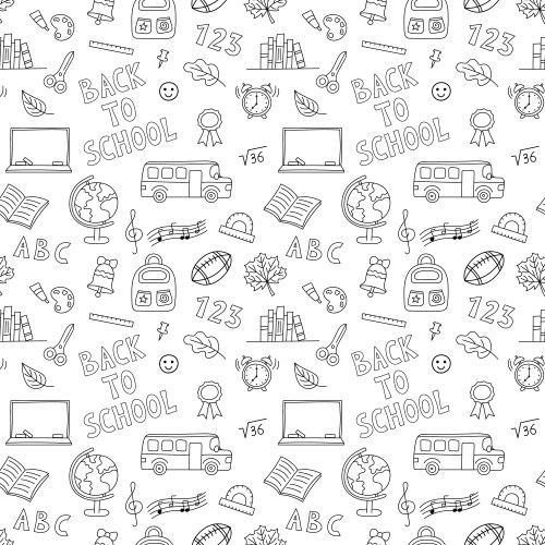 Back to school doodle seamless pattern hand drawn Vector Image