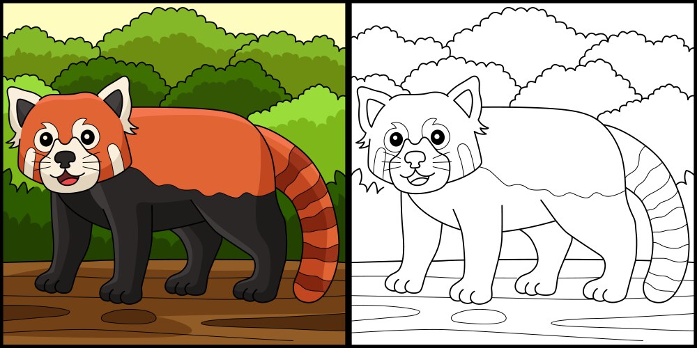 Dot to red panda isolated coloring page Royalty Free Vector