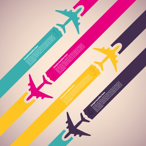 Background with colorful airplanes Royalty Free Vector Image