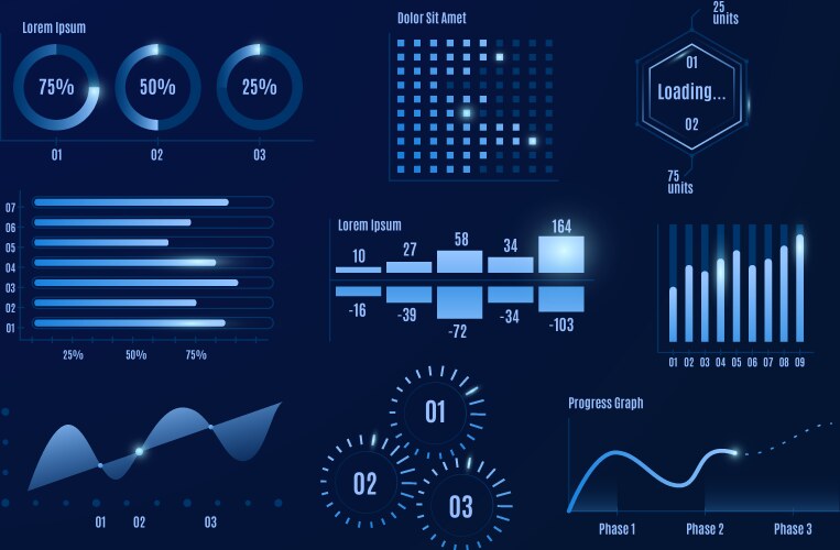 Professional dashboard element set Royalty Free Vector Image