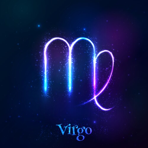 Virgo zodiac symbol in neon style on a wall Vector Image