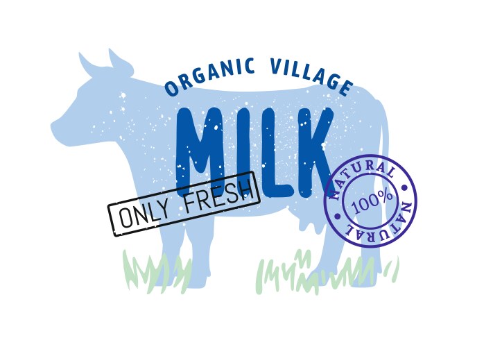 Cow milk dairy tag label template Royalty Free Vector Image