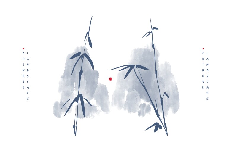 Chinese ink painted background with mountains Vector Image