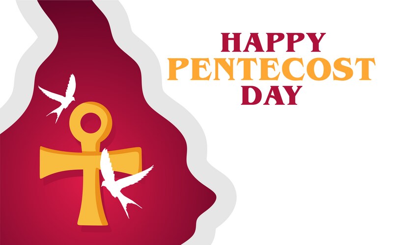 Happy pentecost day with dove Royalty Free Vector Image