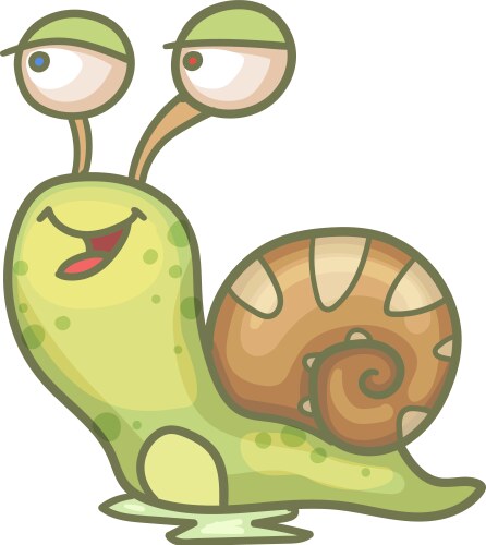 Cartoon funny snail eating a leaf Royalty Free Vector Image