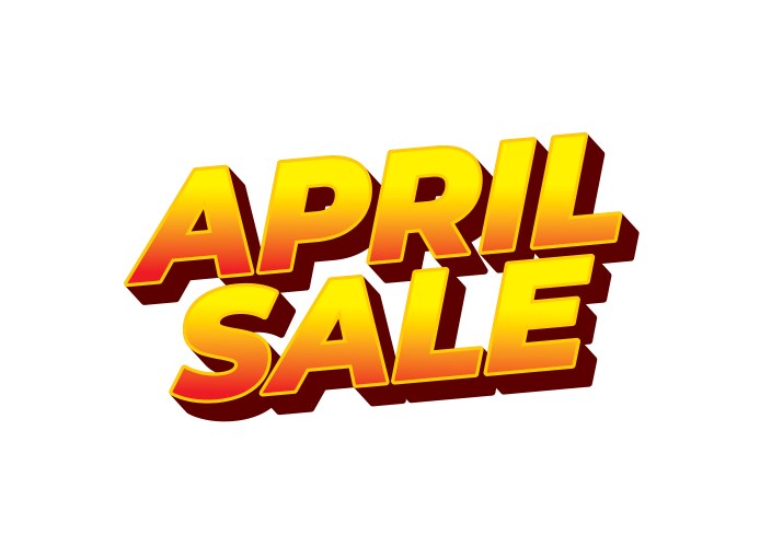 April sale text effect in 3 dimension style Vector Image