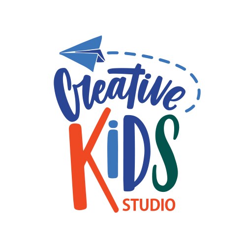 Kids art center flat logo children Royalty Free Vector Image