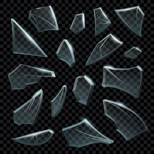 Realistic shards of transparent broken glass Vector Image