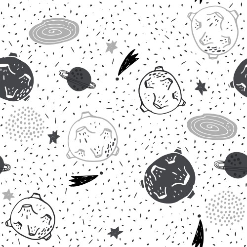 Childish seamless pattern with hand drawn space Vector Image