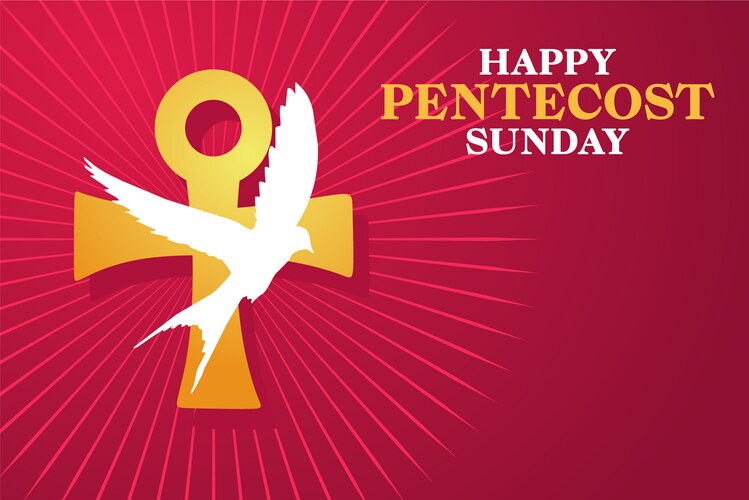 Happy pentecost day with dove Royalty Free Vector Image