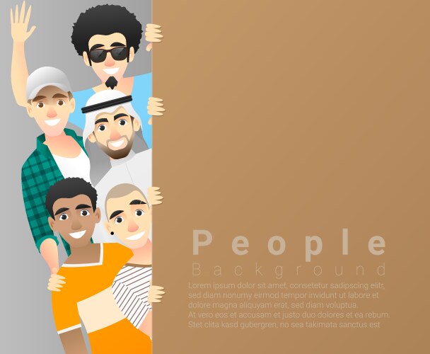 Group multi ethnic men holding empty board Vector Image