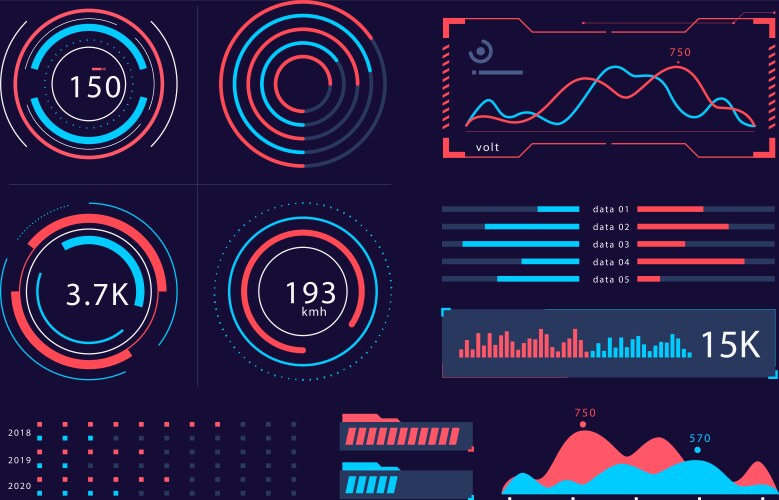 Professional dashboard element set Royalty Free Vector Image