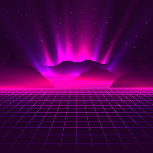 Red laser grid cyber newretrowave 3d background Vector Image