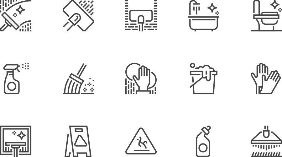 Cleaning and housework icons with editable stroke Vector Image