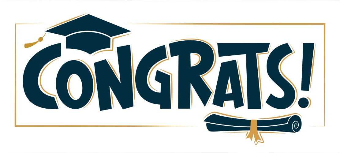 Congrats greeting sign with academic cap Vector Image