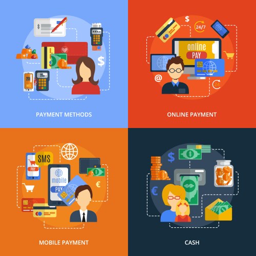 Online payment on computer flat cartoon big pay Vector Image