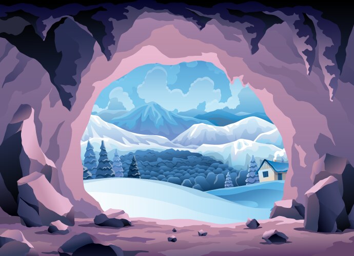 Cave landscape summer nature scene Royalty Free Vector Image