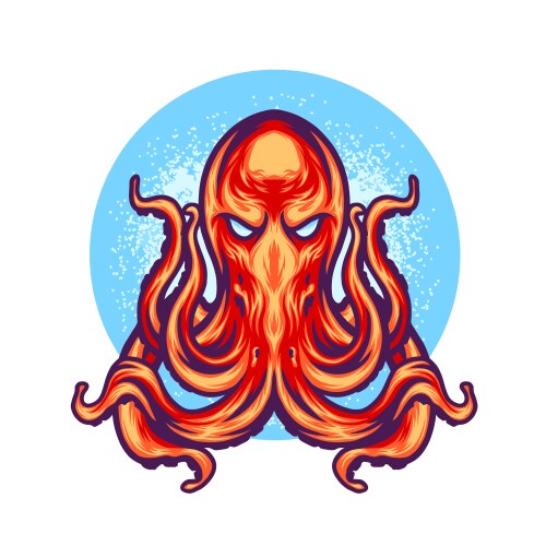 Scary octopus character Royalty Free Vector Image