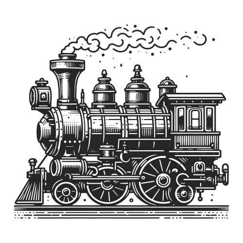 Steam locomotive sketch Royalty Free Vector Image