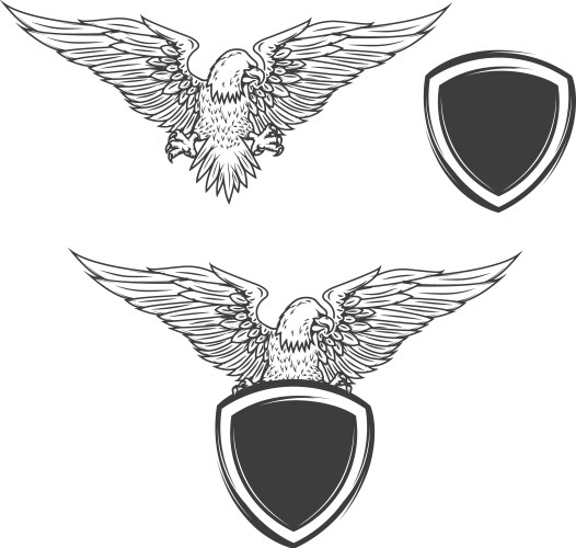 Eagle with shield isolated on white background Vector Image