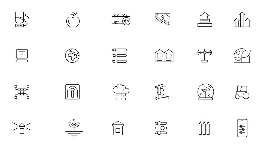 Farming productivity icons set agricultural Vector Image